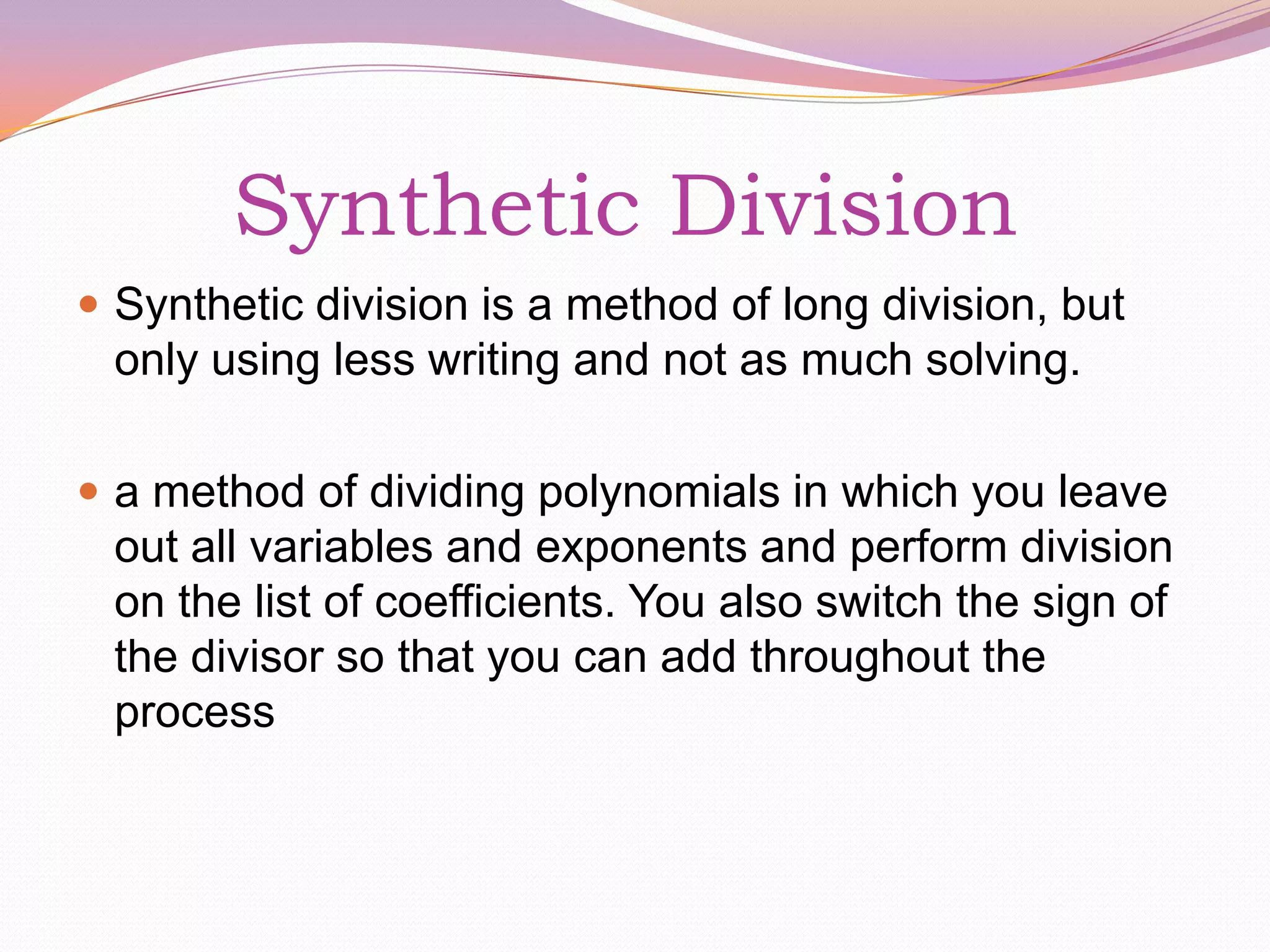 Synthetic division | PPTX