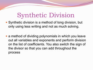 Synthetic division | PPTX