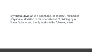 Synthetic division | PPTX