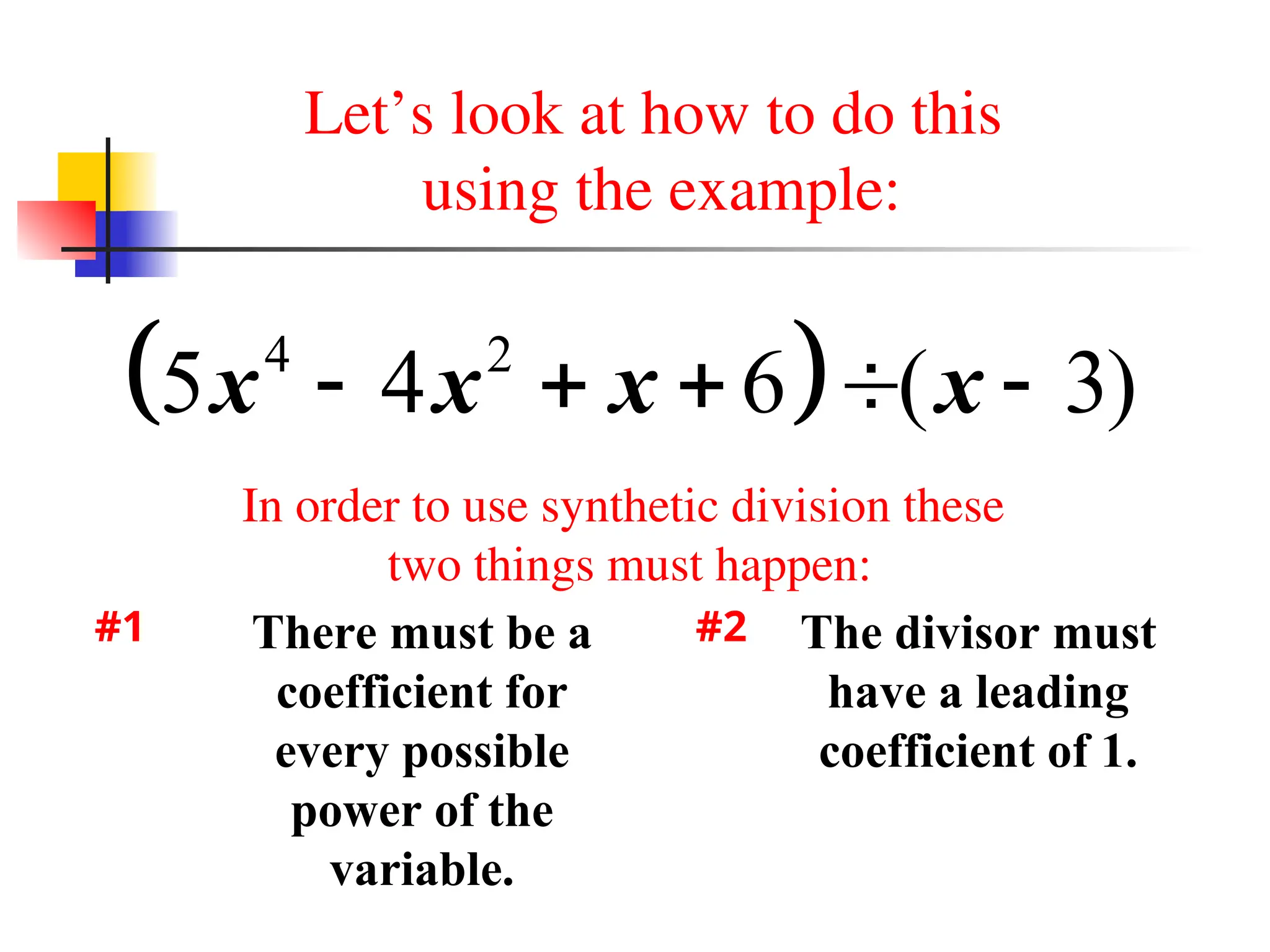 synthetic division synthetic division.ppt