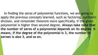 Quotient of polynomial using (Synthetic Division) and Zeros of ...