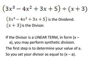 Synthetic division example | PPT