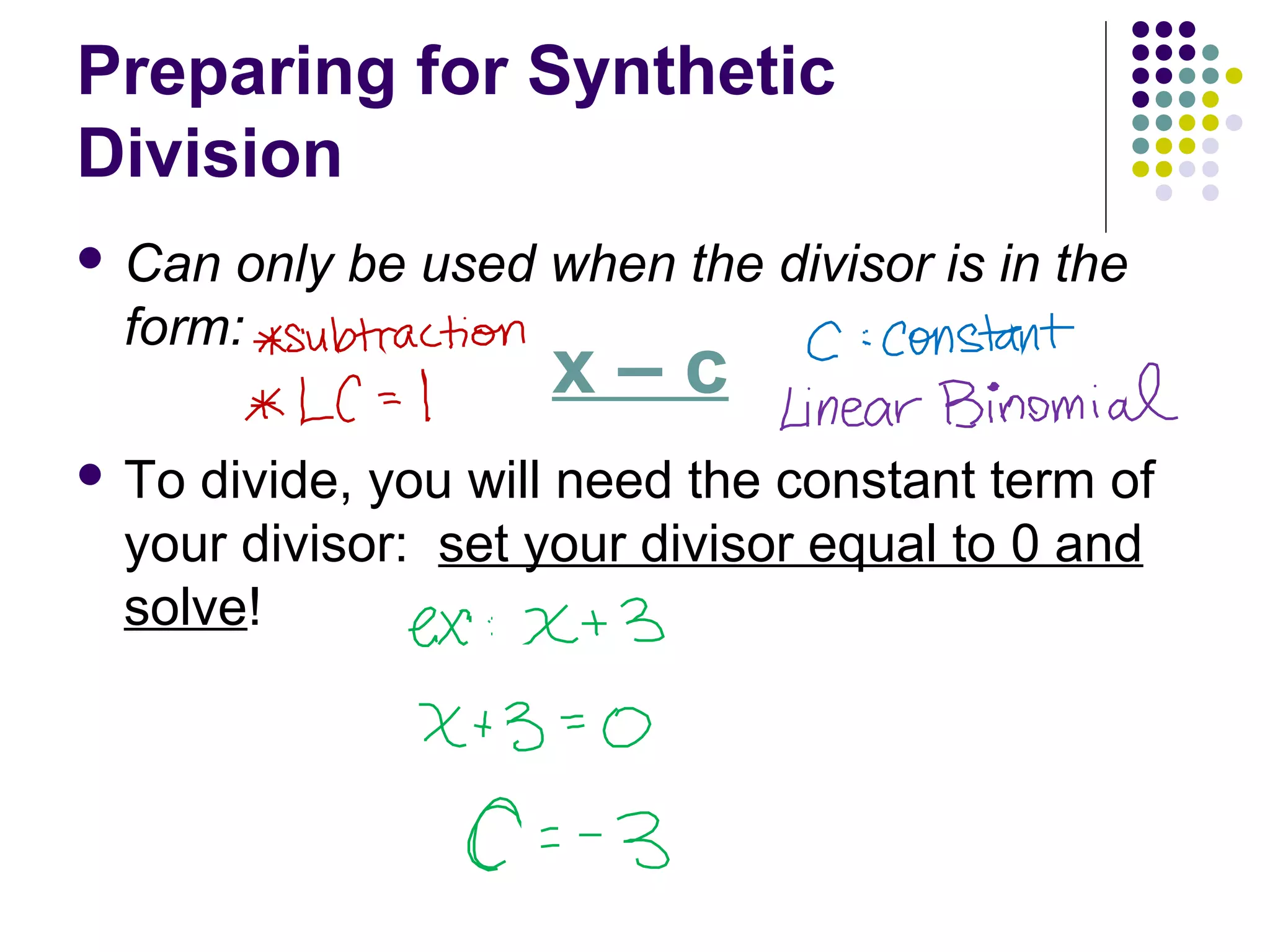 Synthetic Division Notes | PPT
