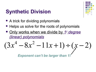 Synthetic Division Notes | PPT