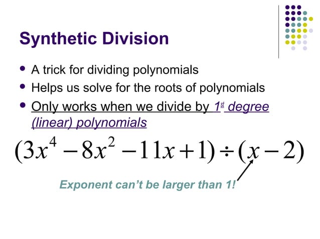 Synthetic Division Notes | PPT
