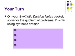 Synthetic Division Notes | PPT