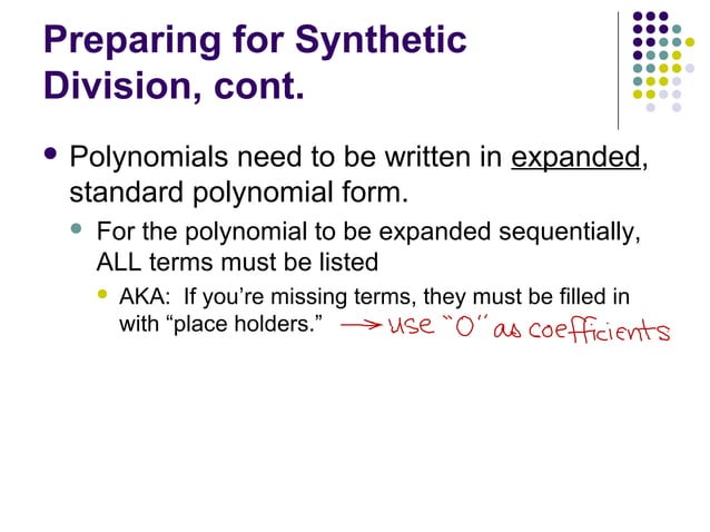Synthetic Division Notes | PPT
