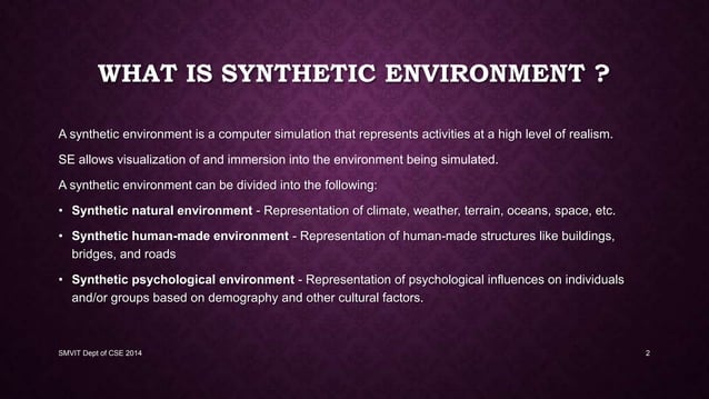 Synthetic environment | PPT