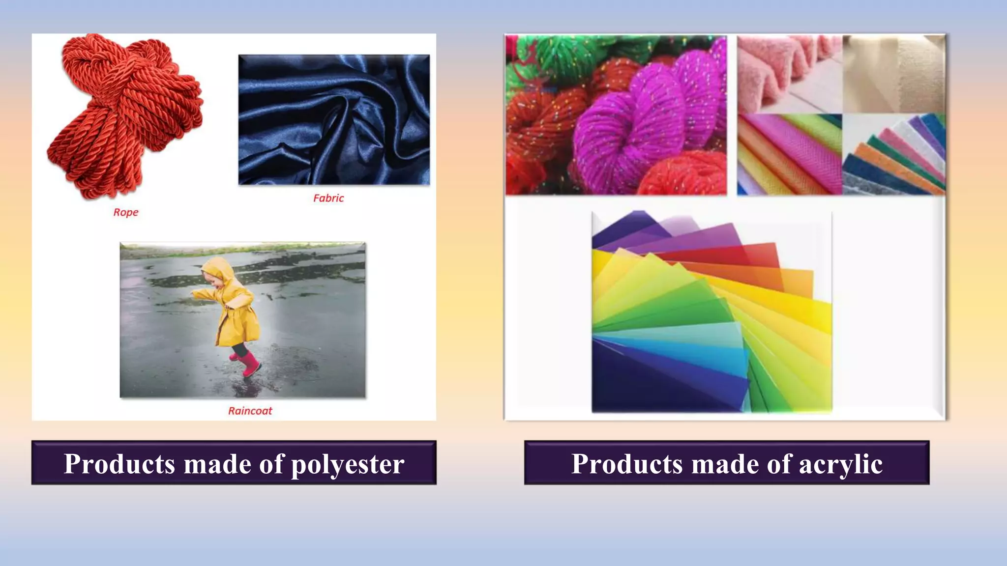 Synthetic fibers , its type and uses. | PPTX
