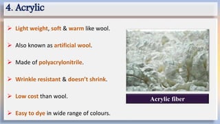 Synthetic fibers , its type and uses. | PPTX