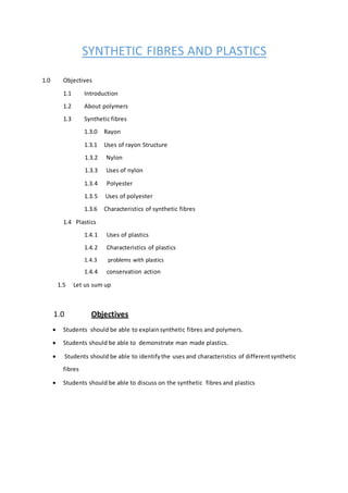 Synthetic fibres and plastics | DOCX