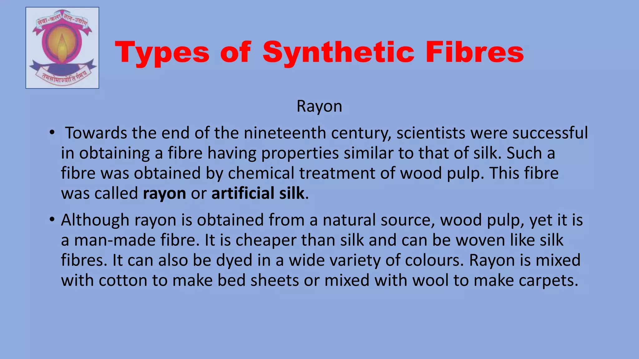 SYNTHETIC FIBRES AND PLASTICS.pptx | Needlework | Arts and Crafts