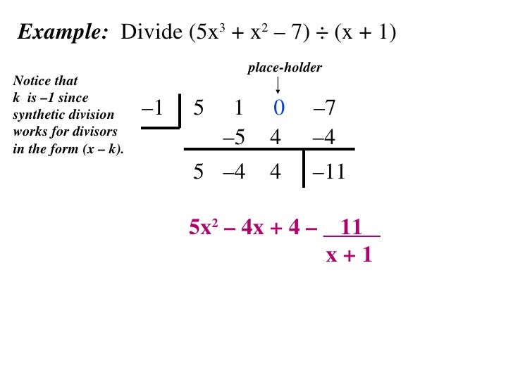 Synthetic Division Synthetic Division