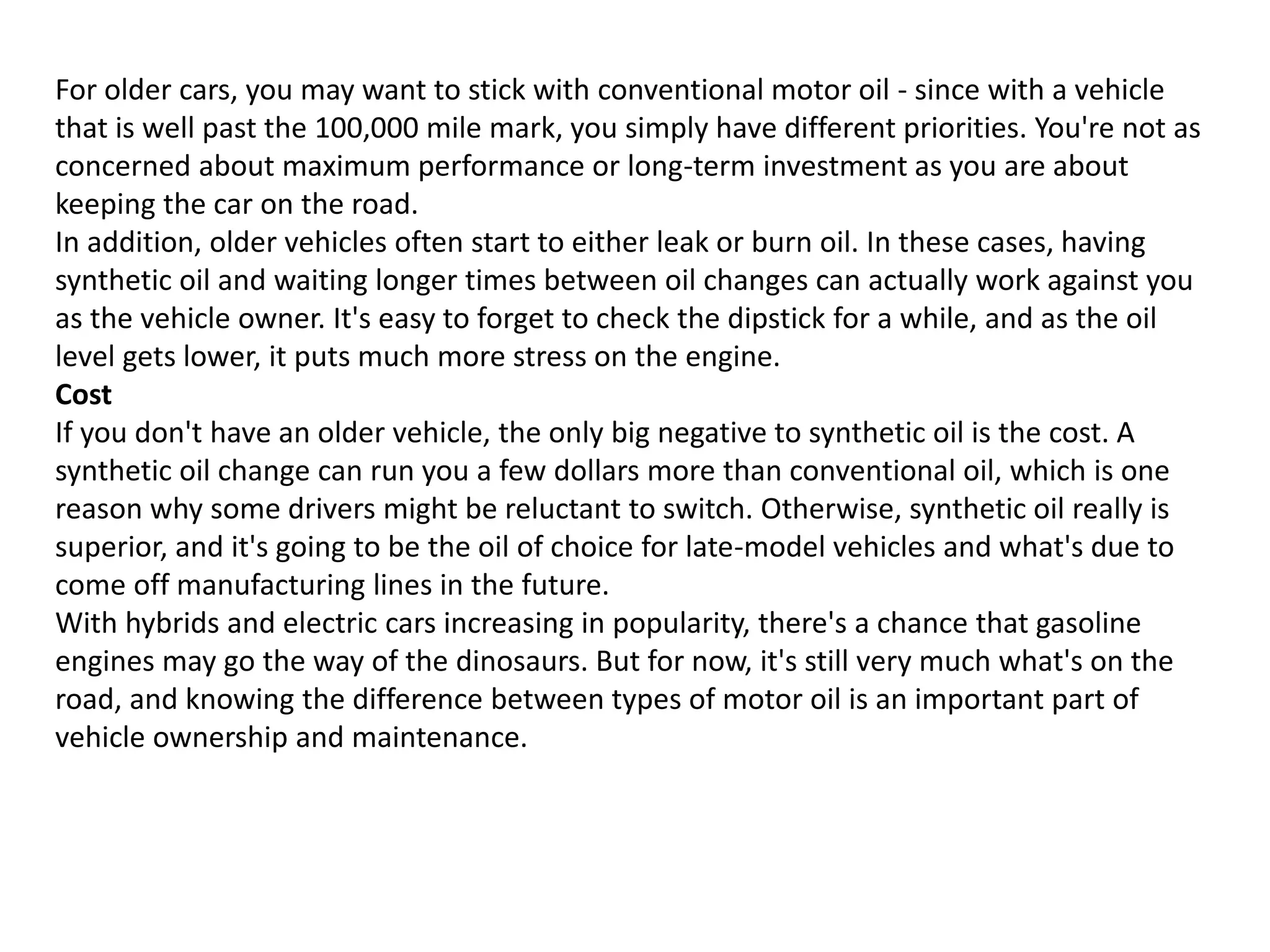 Synthetic Oil vs. Conventional Motor Oil: Understanding the Difference ...