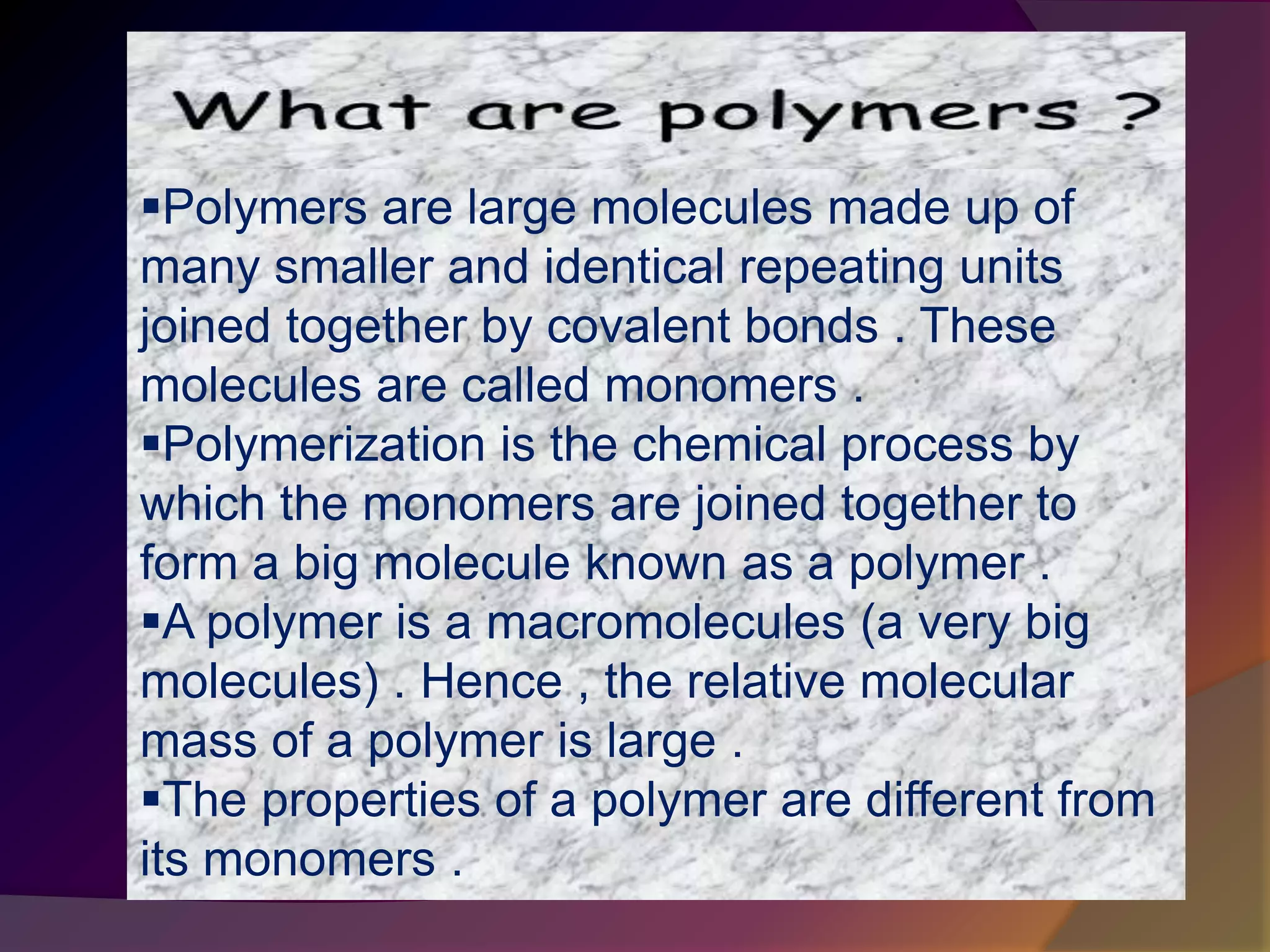 Synthetic polymers chemistry | PPTX