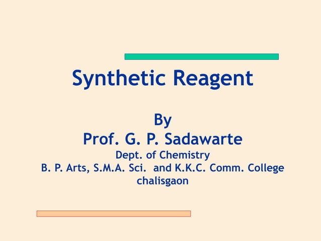 Synthetic reagent pdf ppt | PDF | Chemistry | Science