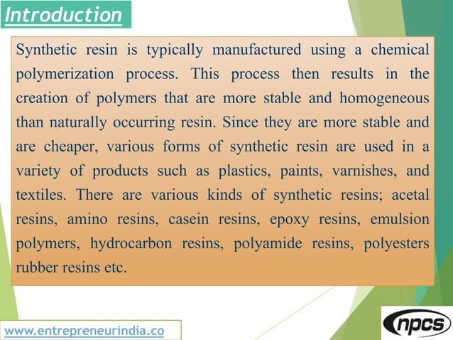 How to Manufacture Synthetic Resins (Actel Resins, Amino Resins, Casein ...