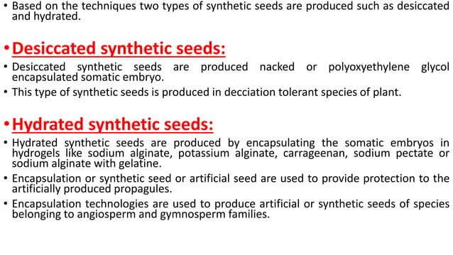 SYNTHETIC SEED.pptx | Agriculture | Industries