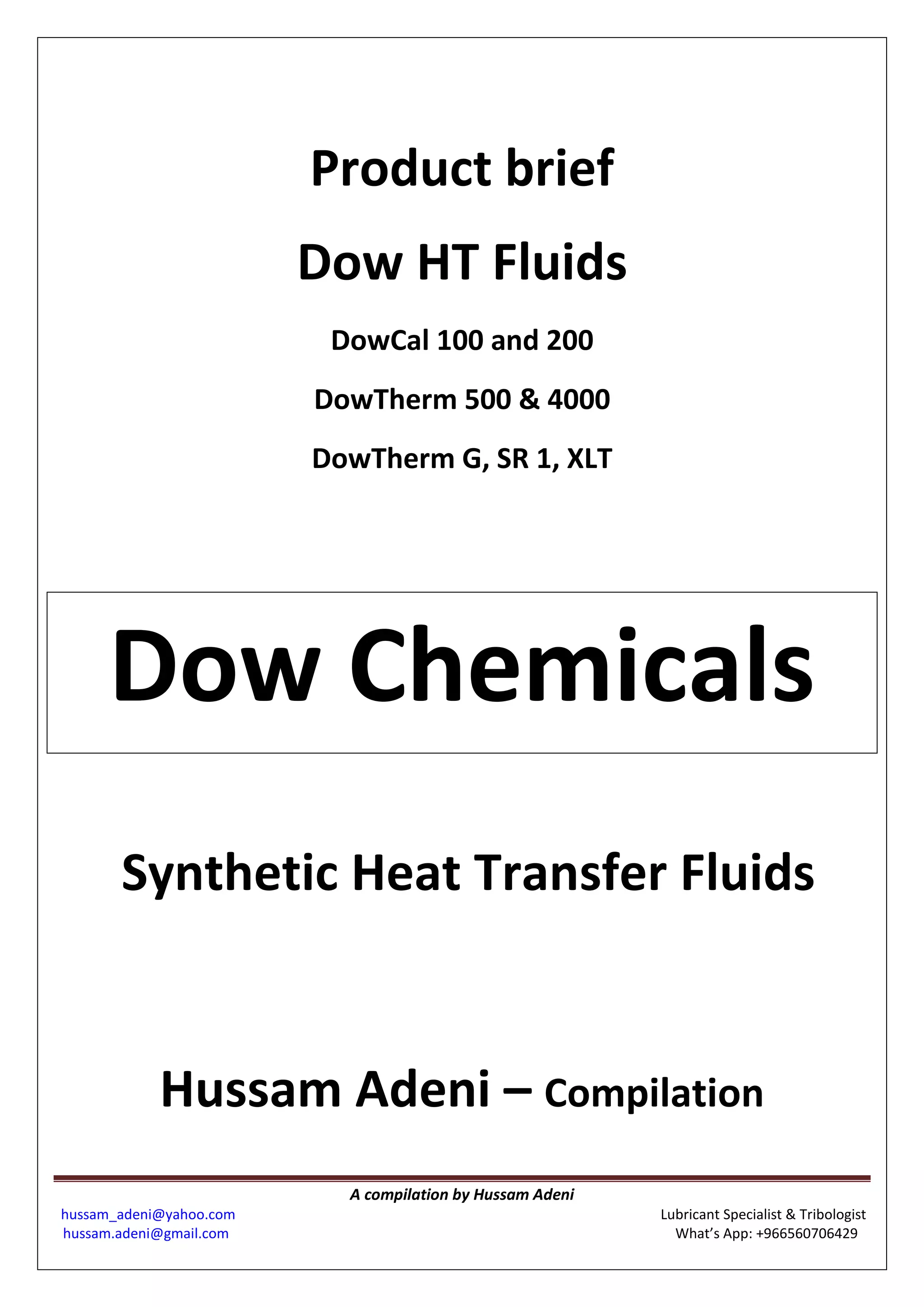 Synthetic thermic fluids from dow chemicals | PDF