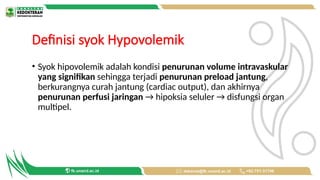 Syok Hipovolemic dan terapi cairan kedokteran | PPTX