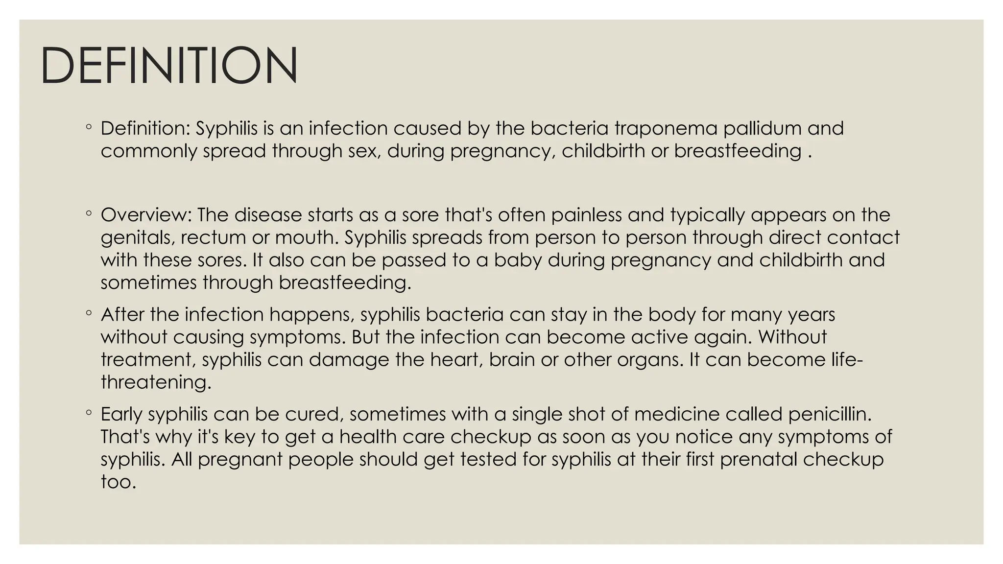 Brief introduction to Syphilis with a simple concept | PPT