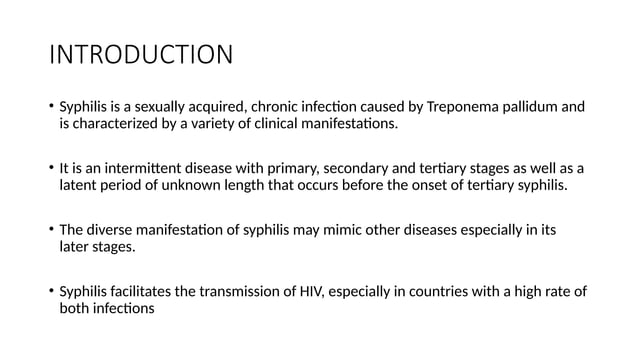 SYPHILIS power point presentation-1.pptx | Infectious Diseases | Diseases and Conditions