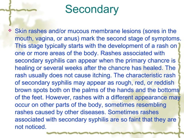 Syphilis secondry | PPT | Infectious Diseases | Diseases and Conditions
