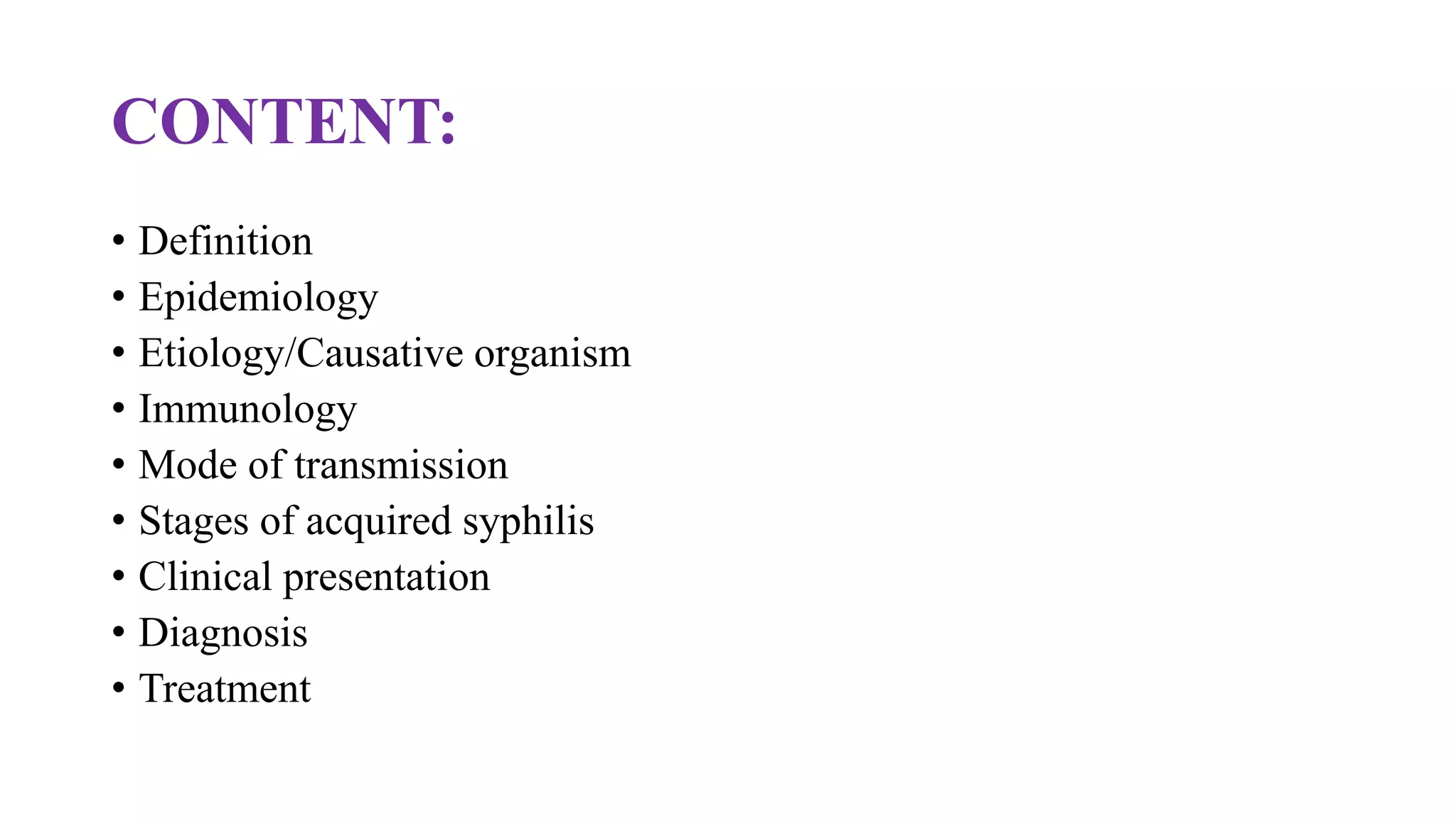 Stages of syphilis and its treatment | PPTX