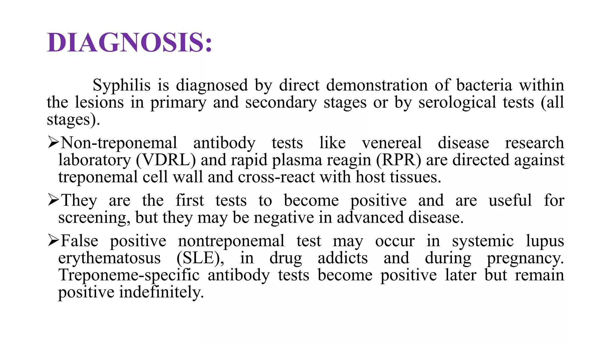 Stages of syphilis and its treatment | PPTX