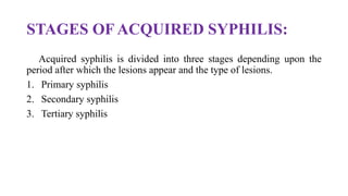 Stages of syphilis and its treatment | PPTX