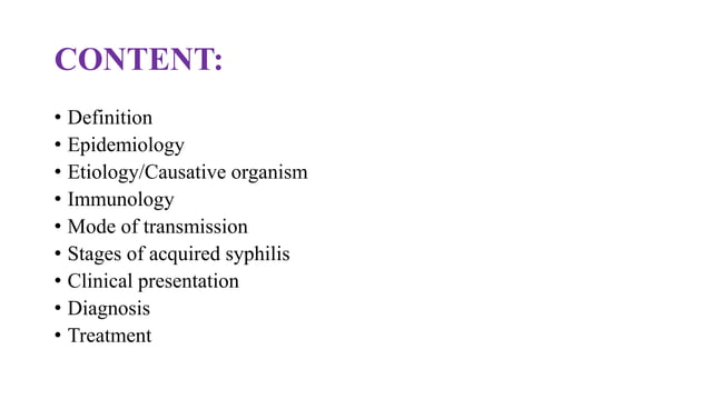 Stages of syphilis and its treatment | PPTX | Infectious Diseases ...