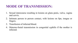 Stages of syphilis and its treatment | PPTX