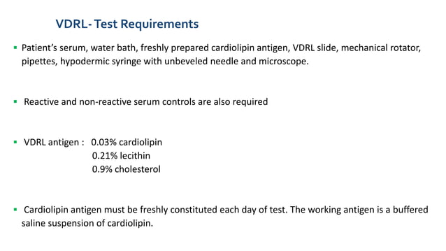 syphilis serology ppt, syphilis, laboratory diagnosis of syphilis, VDRL ...