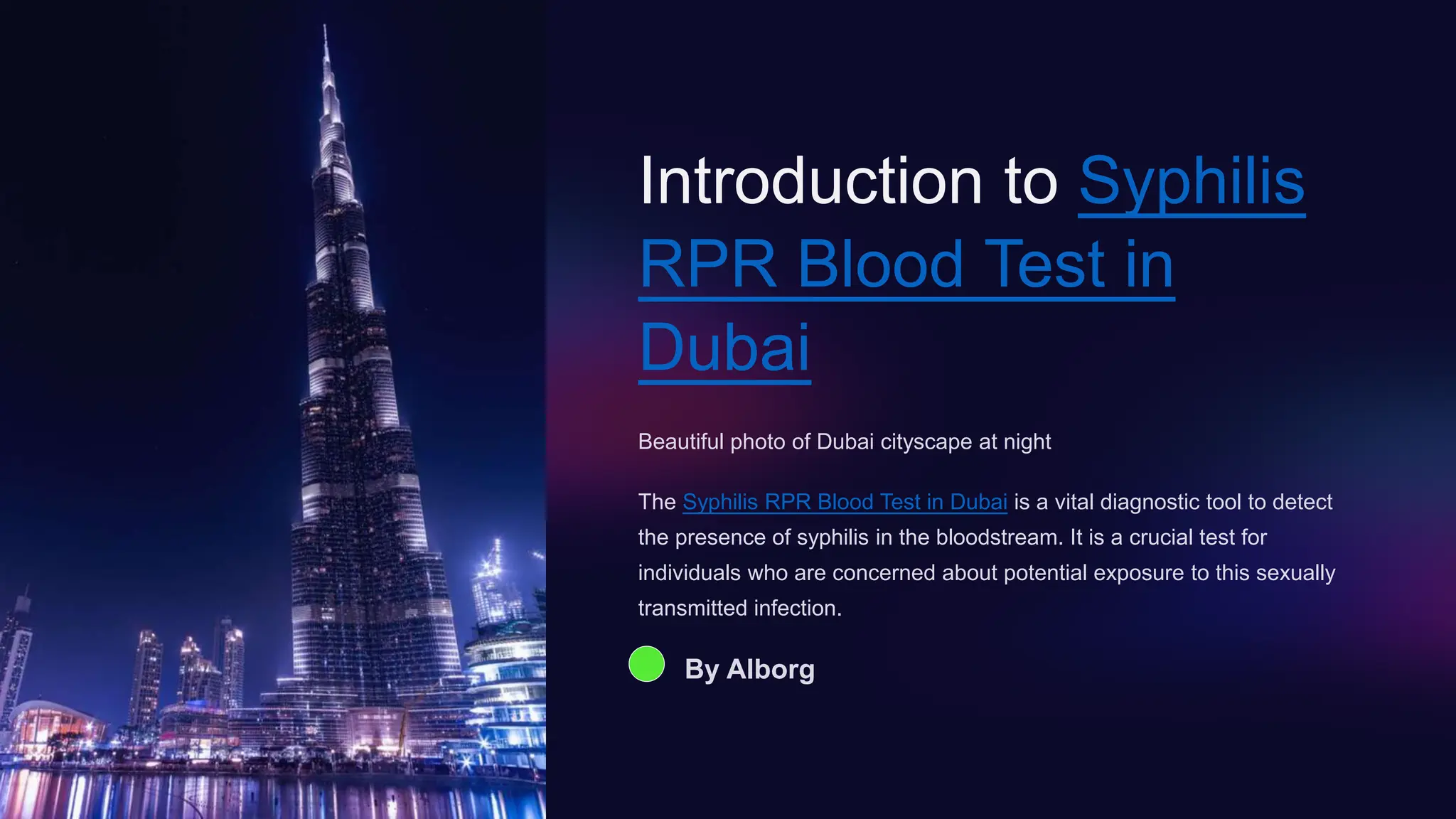 Syphilis RPR Blood Test in Dubai . pptx | PPTX