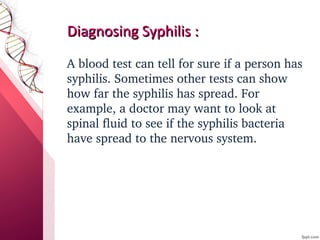 Syphilis test | PPT | Reproductive Health | Diseases and Conditions
