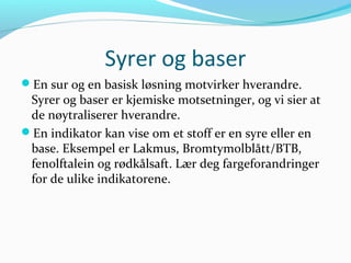 Syrer og baser | PPT