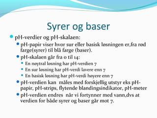 Syrer og baser | PPT
