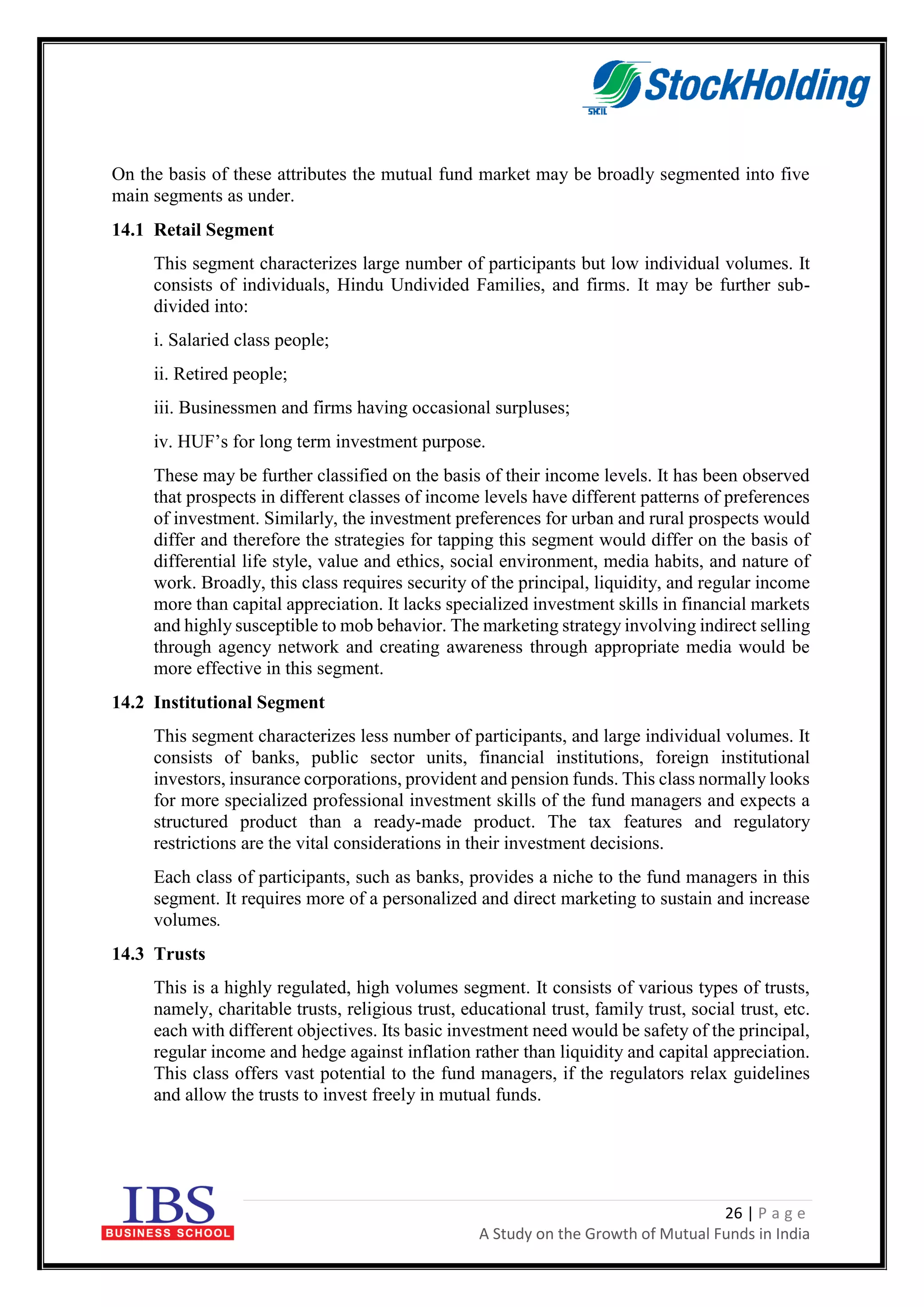 A Study of Mutual Funds in India- Report | PDF