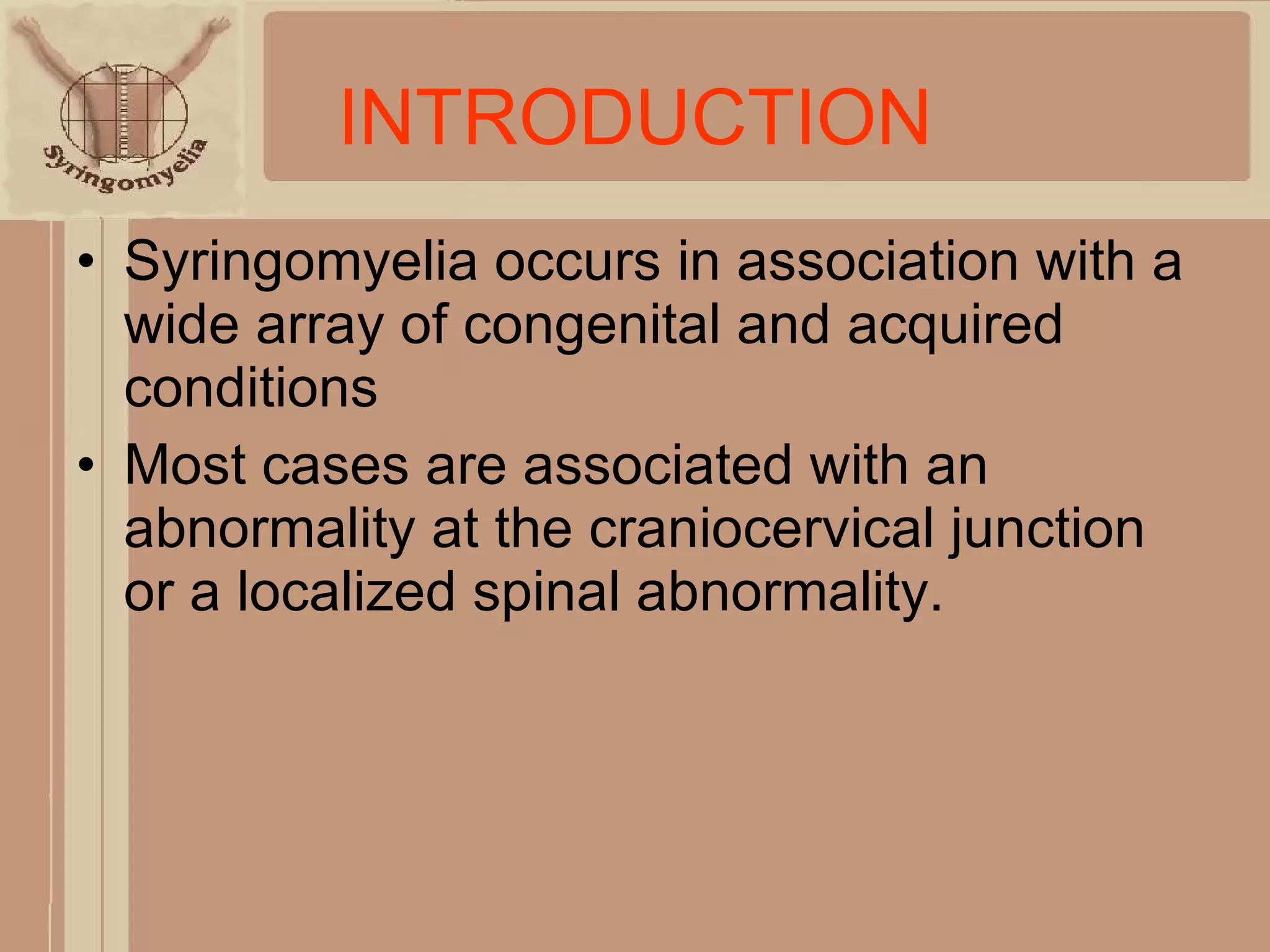 Syringomyelia | PPT | Death, Injury, or Military Conflict | Sensitive ...