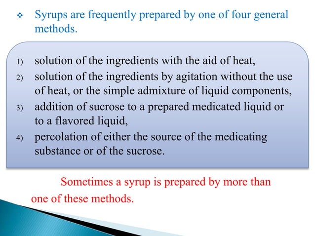 Syrups and elixirs | PPTX | Desserts and Baking | Food & Drink