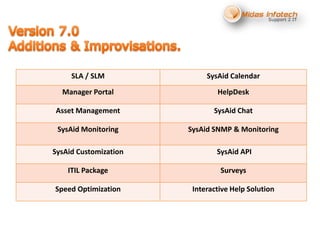 SysAid Presentation V.7 | PPTX | Computer Software and Applications | Computing