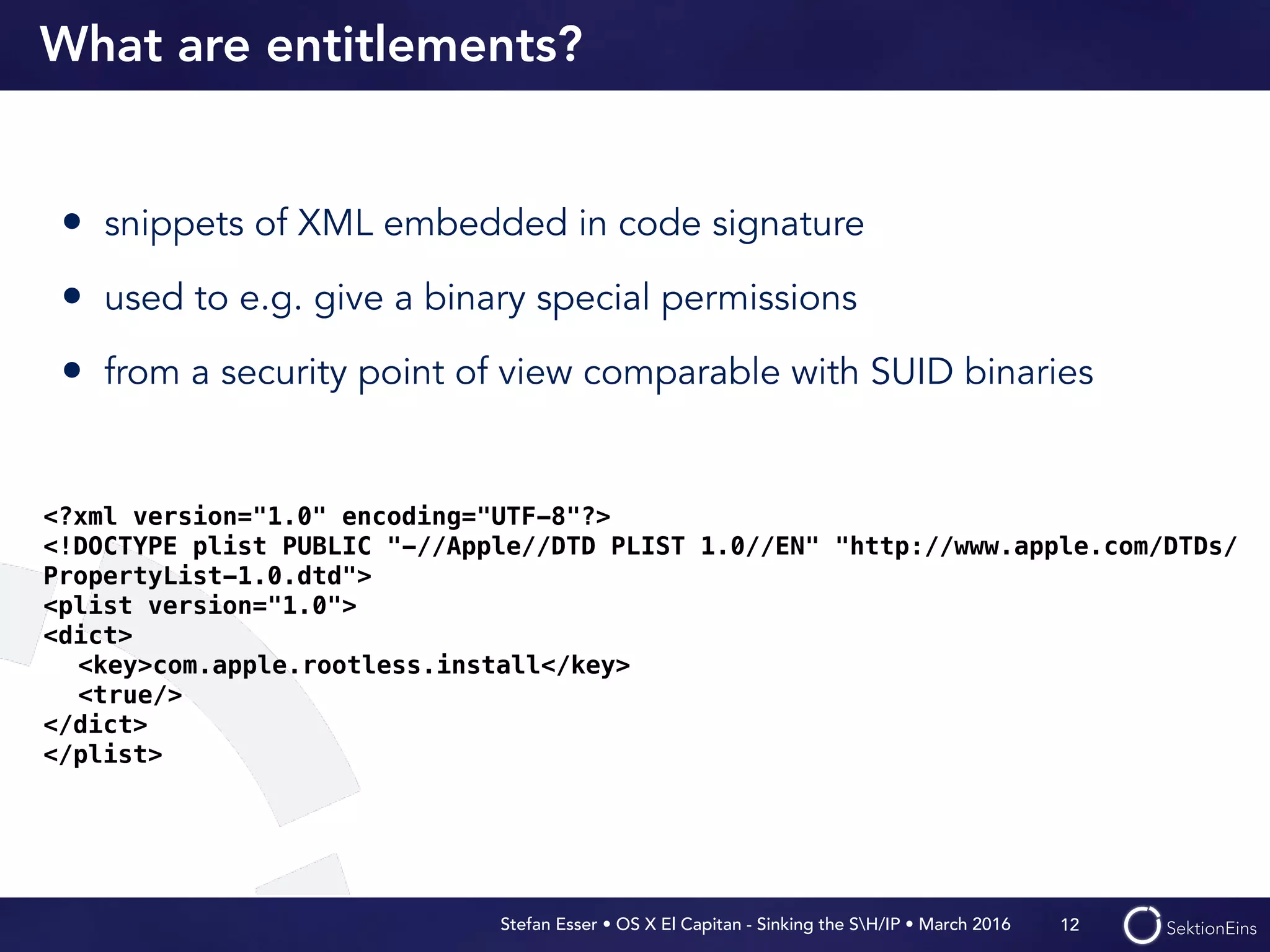 SyScan360 - Stefan Esser - OS X El Capitan sinking the S\H/IP | PDF