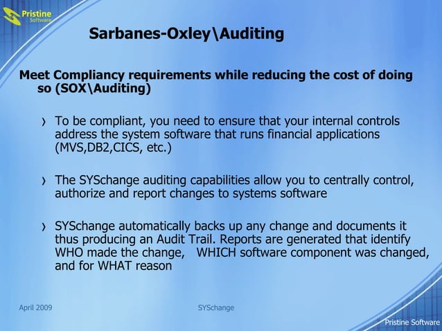 Mainframe Audit and Systems Software Manageability | PPT