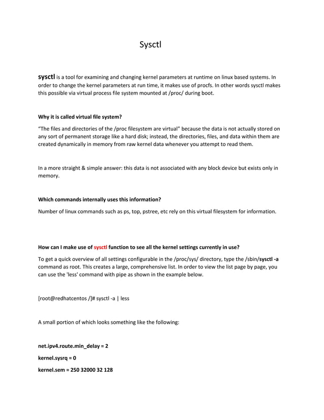 Sysctl | PDF