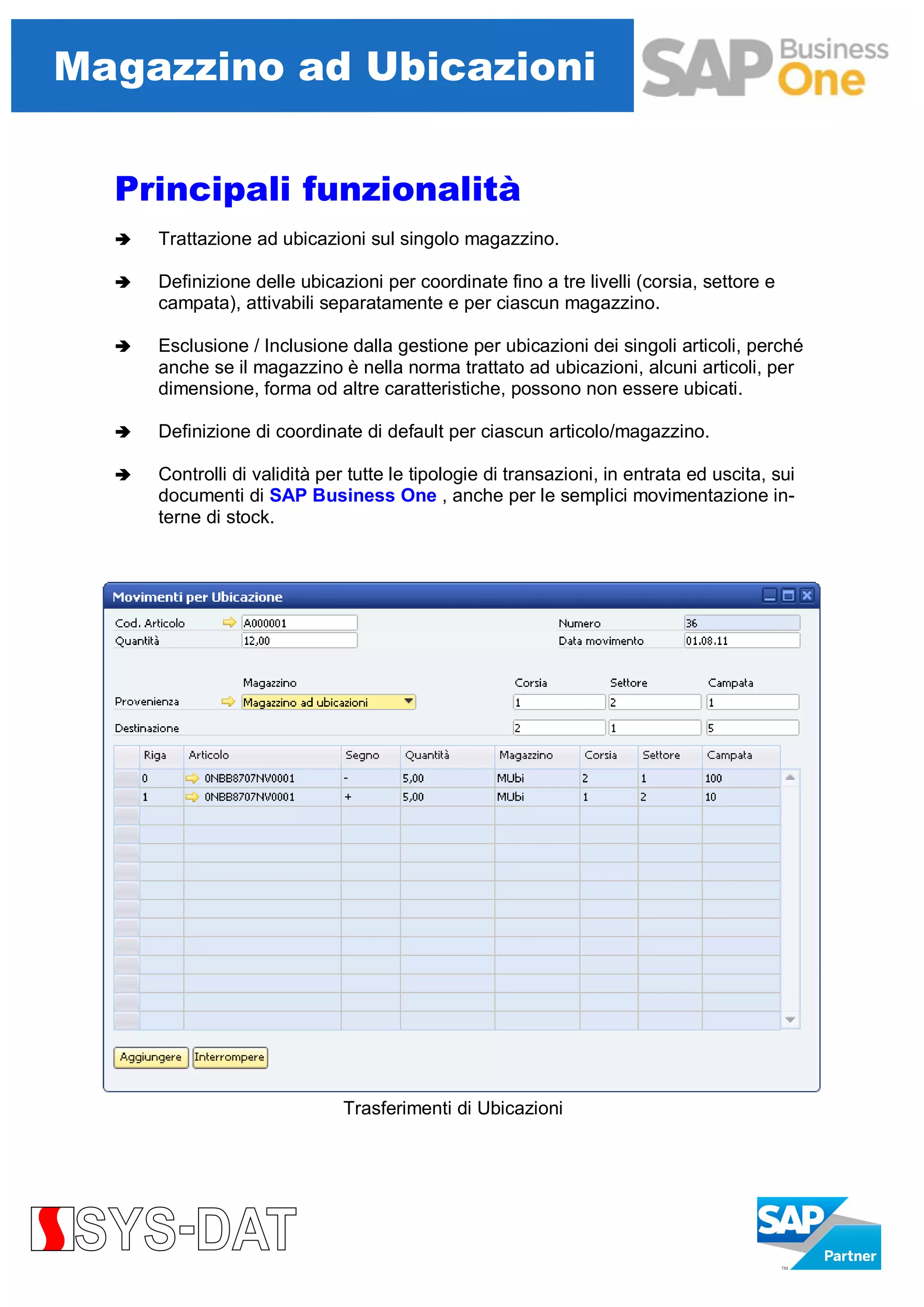 SYS-DAT Magazzino Ad Ubicazioni | PDF