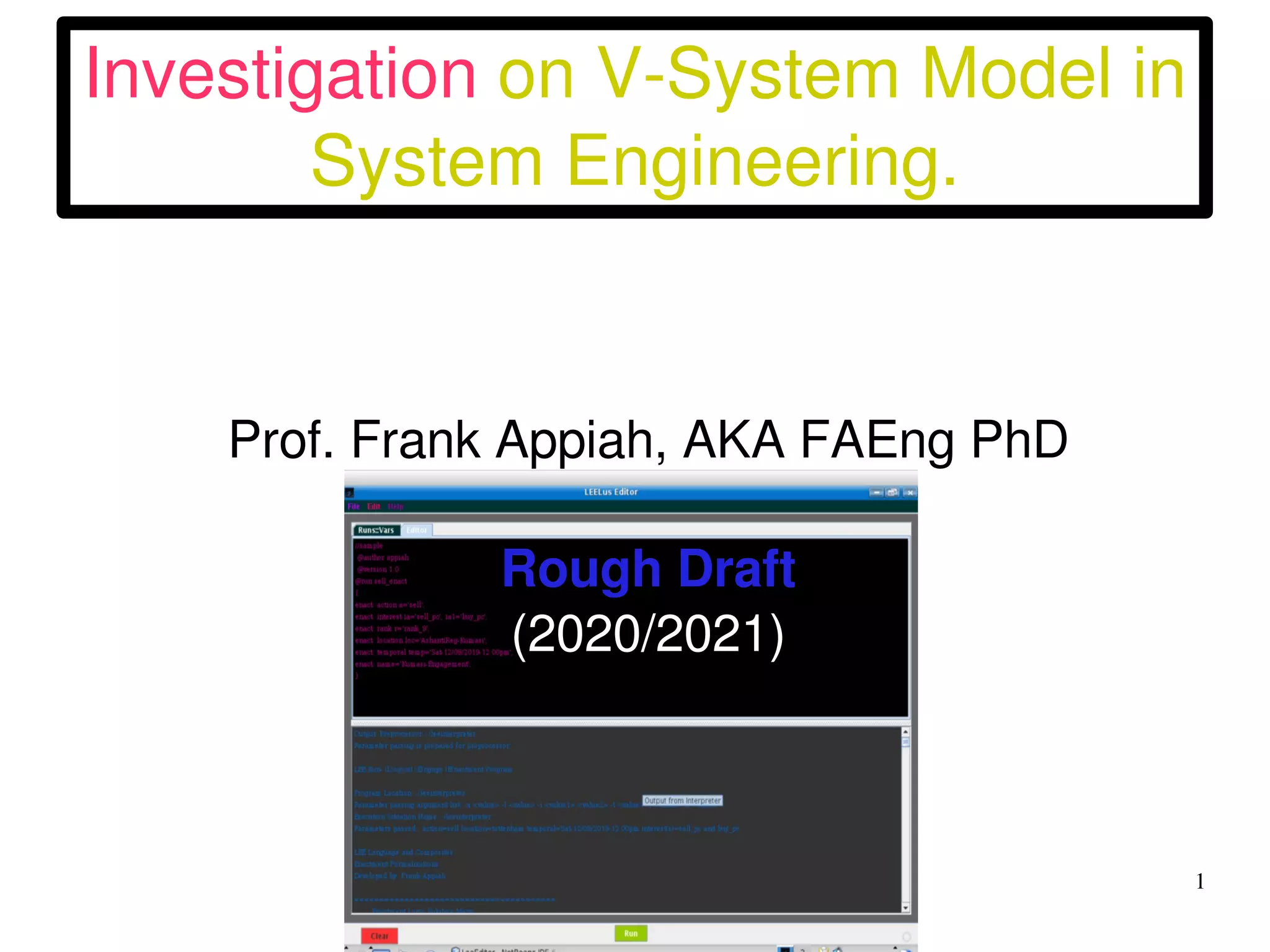 Investigation into v-system model | PPT