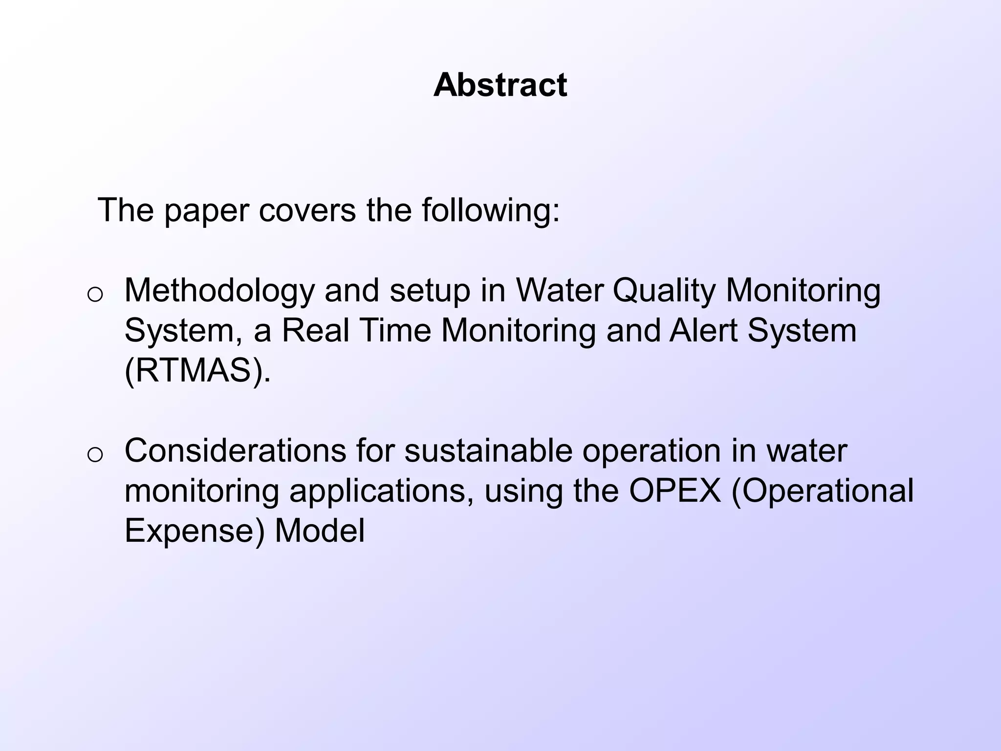 Real Time Water Quality Monitoring and Alert Systems, Applications ...