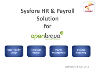 Openbravo-Sysfore HR & Payroll Management standard solution | PDF