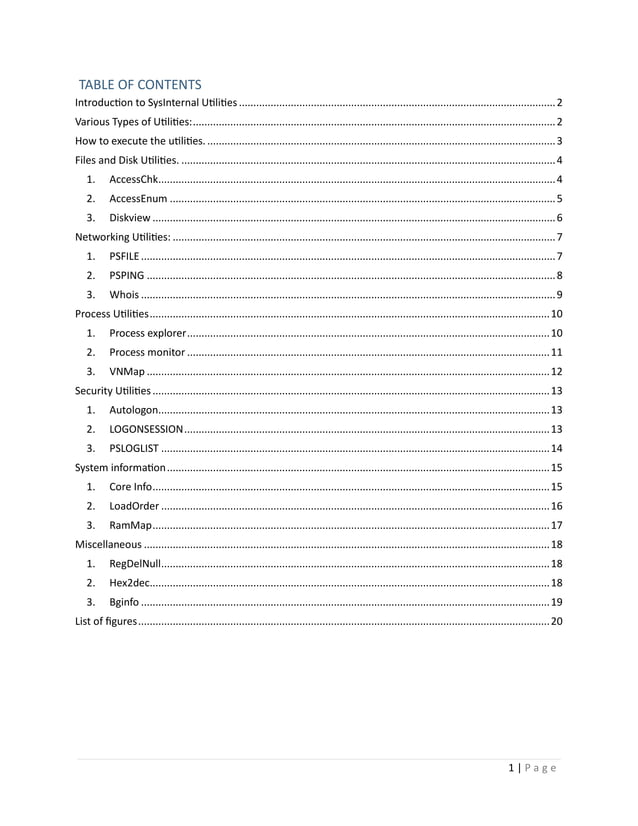 Sysinternals utilities : a brief introduction to | PDF