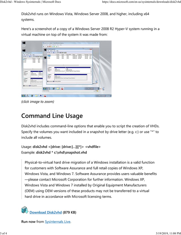 SysInternals Disk2vhd - docs.pdf | Operating Systems | Computer Software and Applications